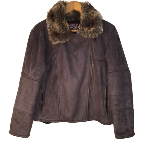 Vintage Valley | Jackets & Coats | Sherpa Lined Motto Jacket Size Large ...